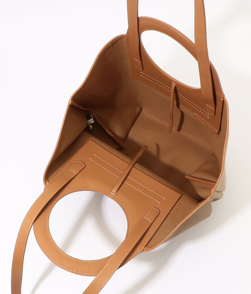 HEREU CALA SMALL Leather-trimmed キャンバストートバッグ HEREU CALA SMALL Leather-trimmed キャンバストートバッグ