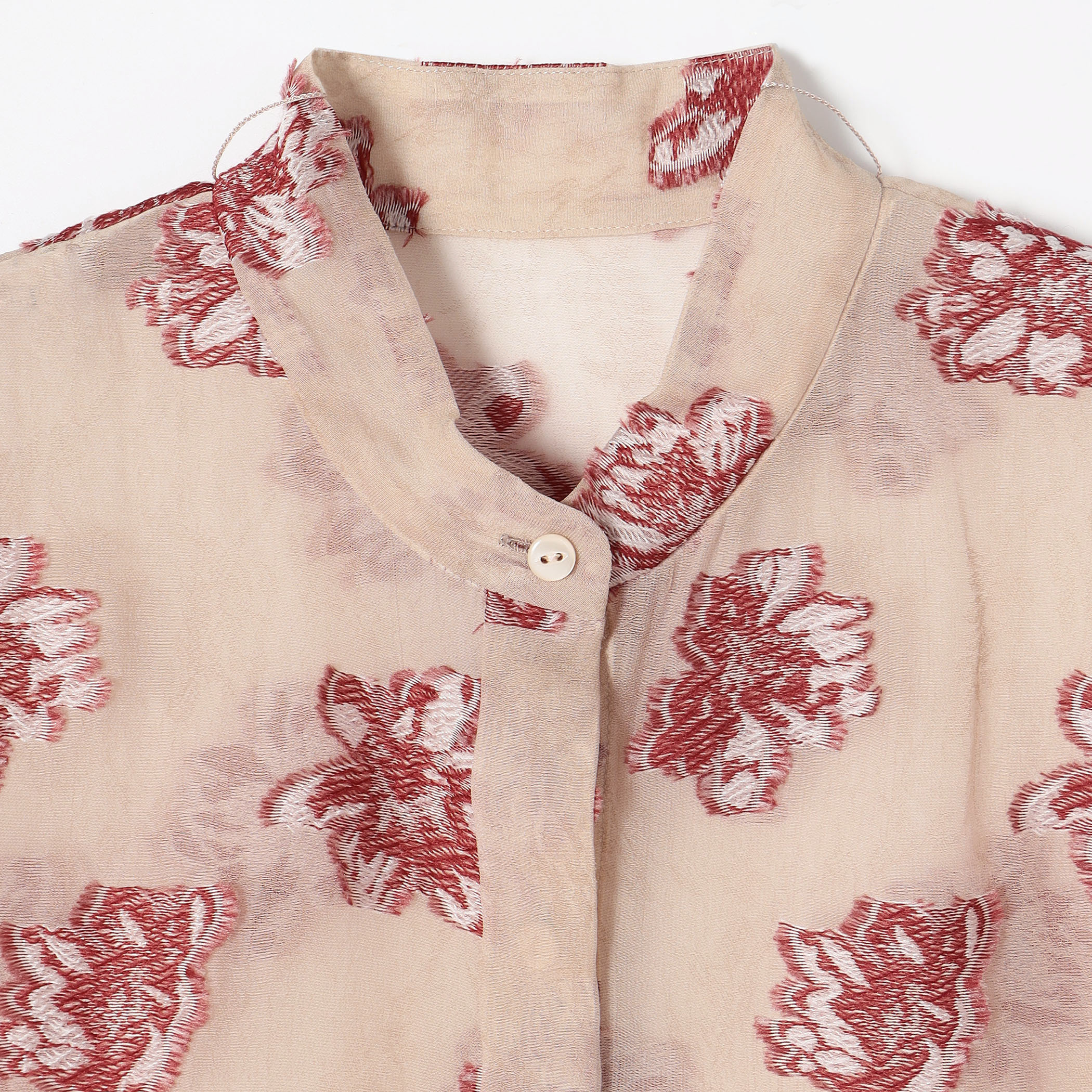 カットフラワージャカード ボリュームボウタイブラウス